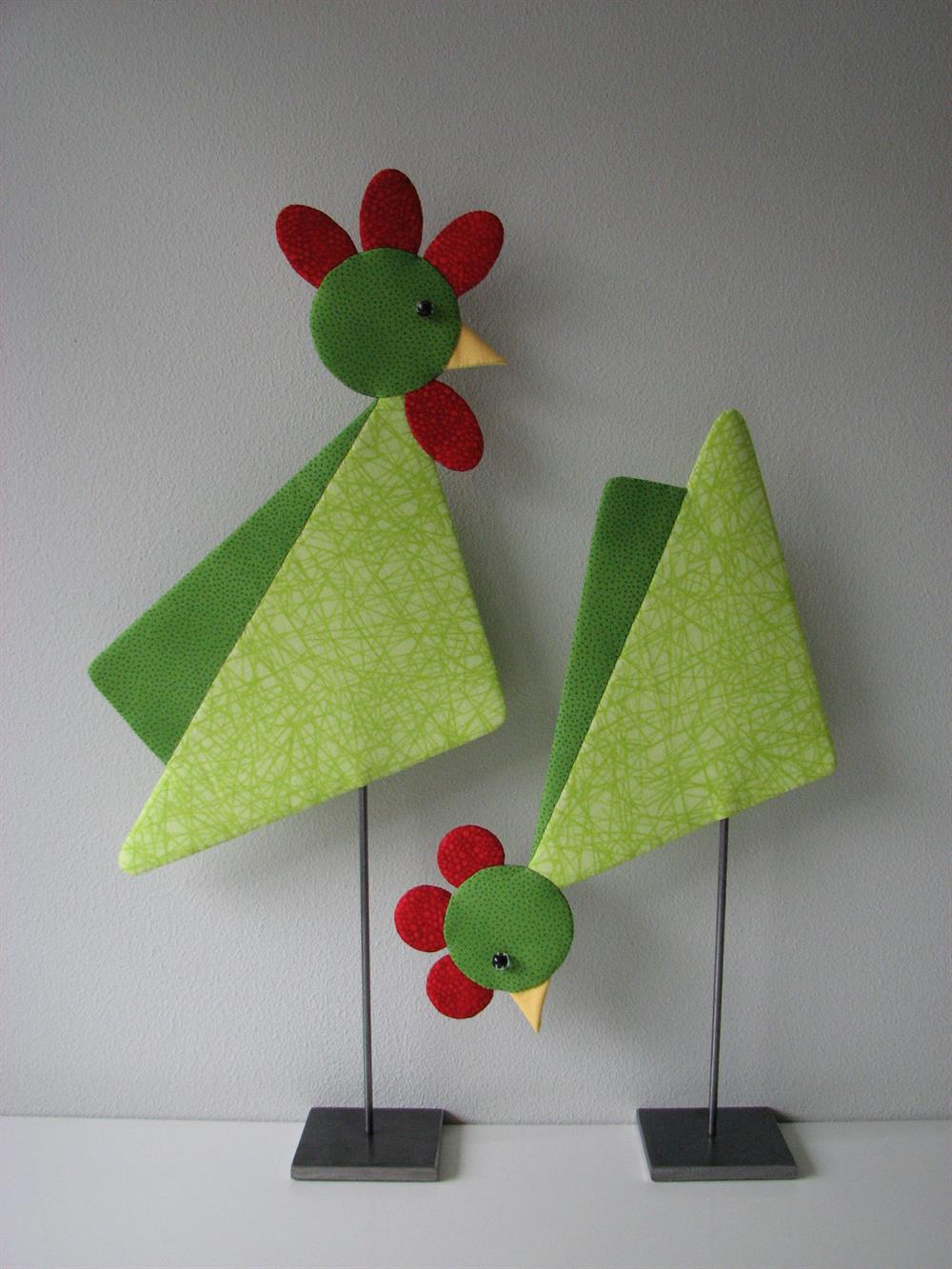 Fjerkræ mønster 29+32 cm. Mønster til håndsyning.